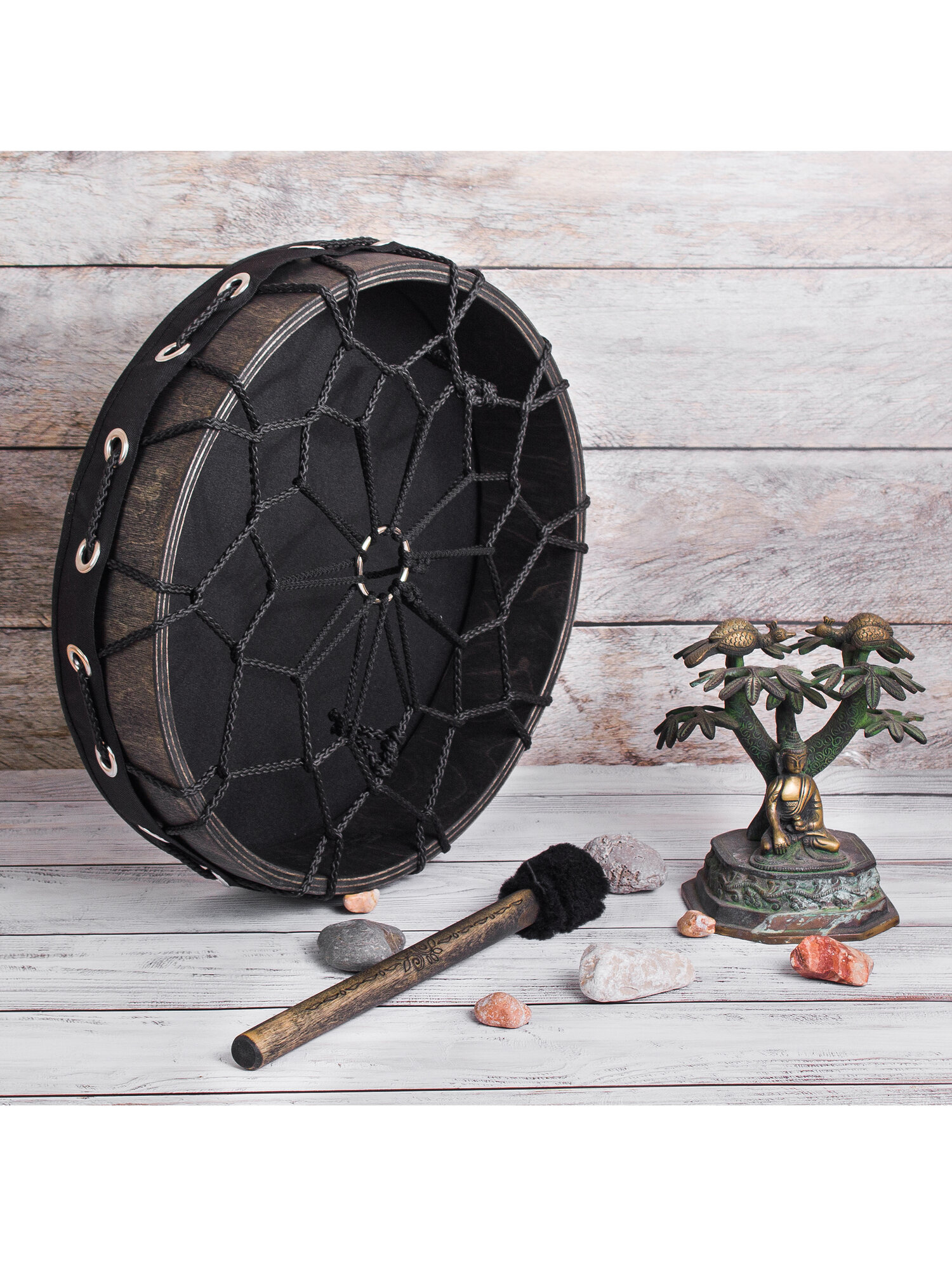 Бубен Amrita Sadhu "Лада "Ногай", шаманский, цвет черный, диаметр 40см