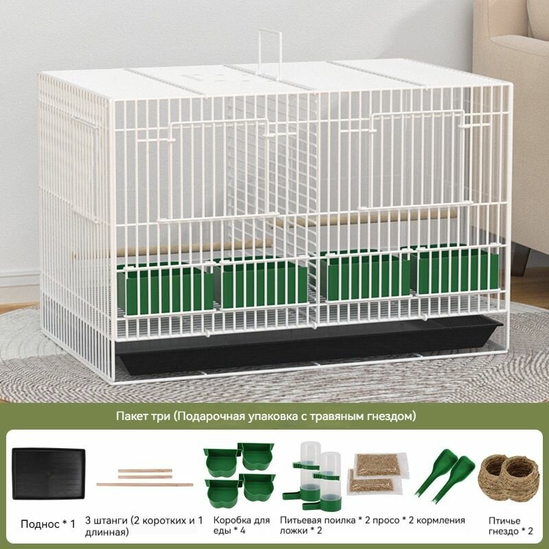 Клетка для попугая, складная, "Птичьи хвостики", 60*40*40 см, черно-белая