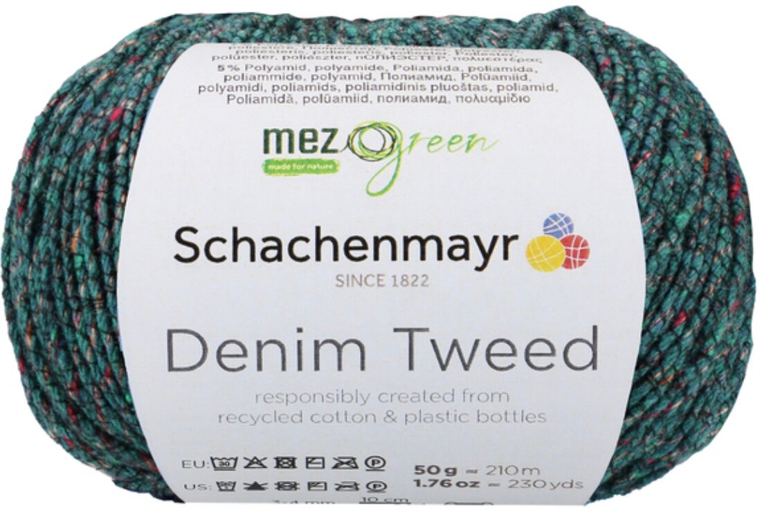 Denim Tweed /Деним Твид/ пряжа Schachenmayr, MEZ, 9807401 (00071, smaragd (изумруд), зеленый/красный/оранжевый/черный)