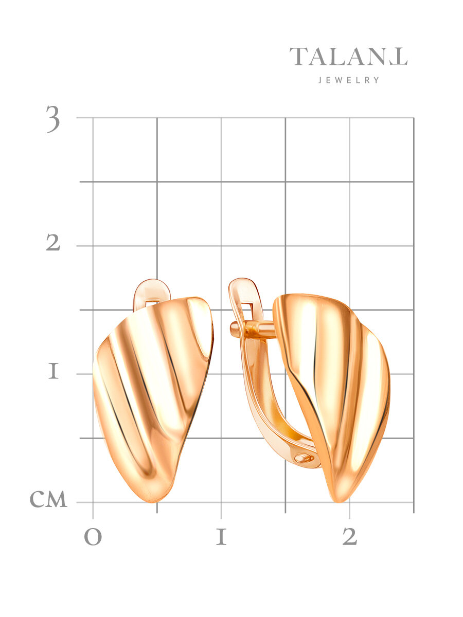 Серьги TALANT, серебро, 925 проба, золочение, длина 1.2 см, , золотой — фото 1
