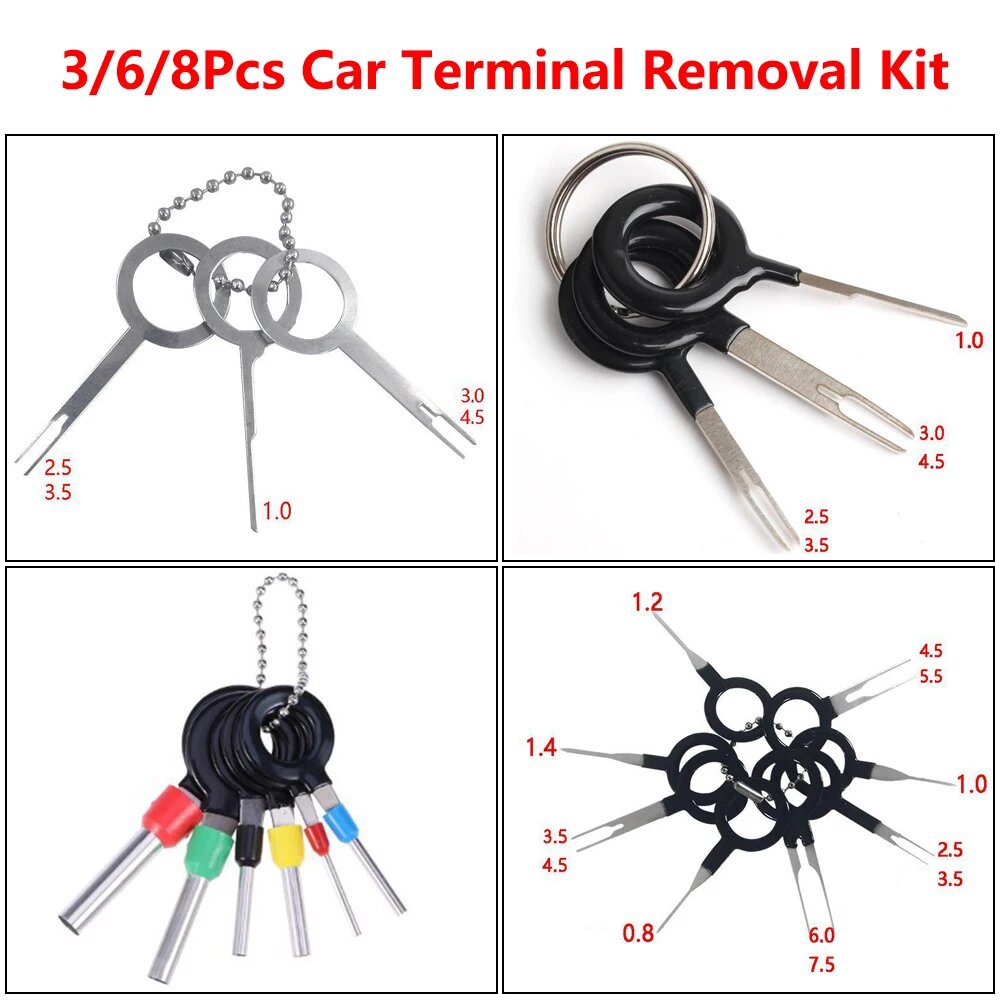 3/6/8 шт, инструмент для удаления клемм, автомобильная электрическая проводка, обжимной клемм, экстрактор, игла для освобождения, инструмент для извлечения съемника 3pcs polish rod