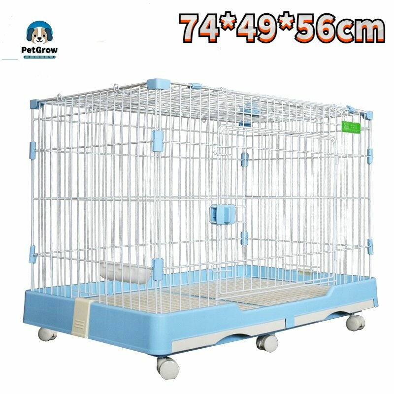 Утолщенная клетка для домашних животных с универсальными колесами-740*490*560-синий-PetGrow