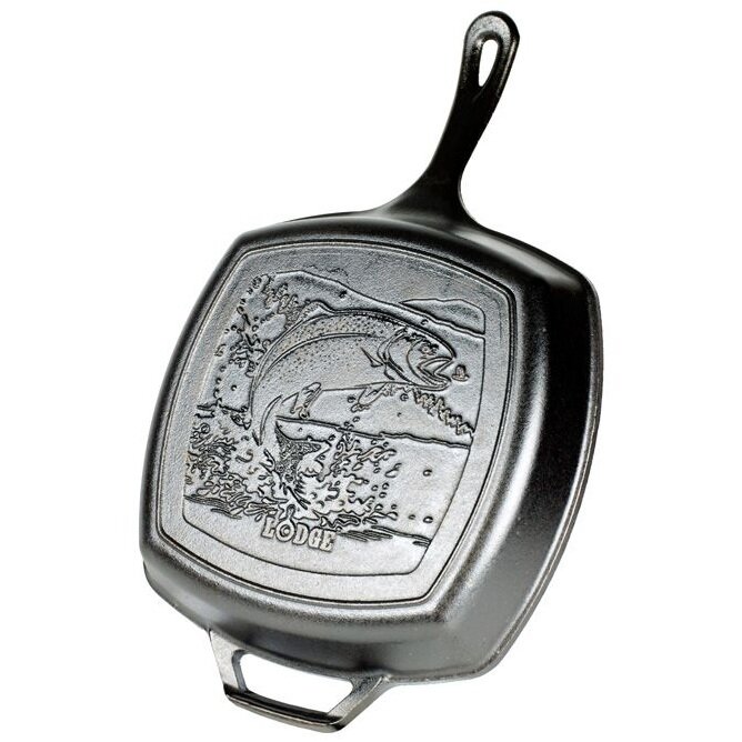 Сковорода-гриль Lodge Wildlife Series Square Cast Iron Fish Grill Pan L8SGPWLFI