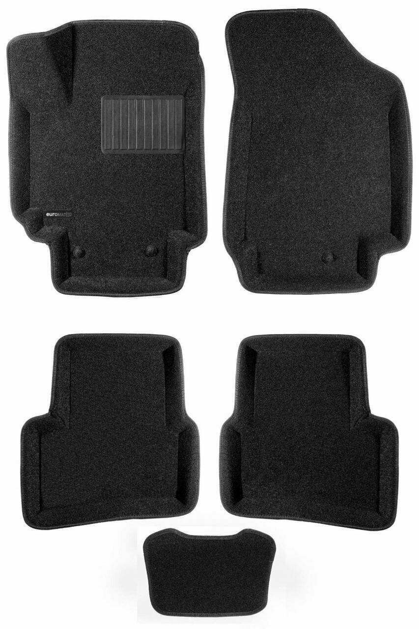 Коврики текстильные 3D Euromat для Hyundai Creta I (2016-2021) (3Д Евромат Хендай Крета), с полиуретановым подпятником, черные