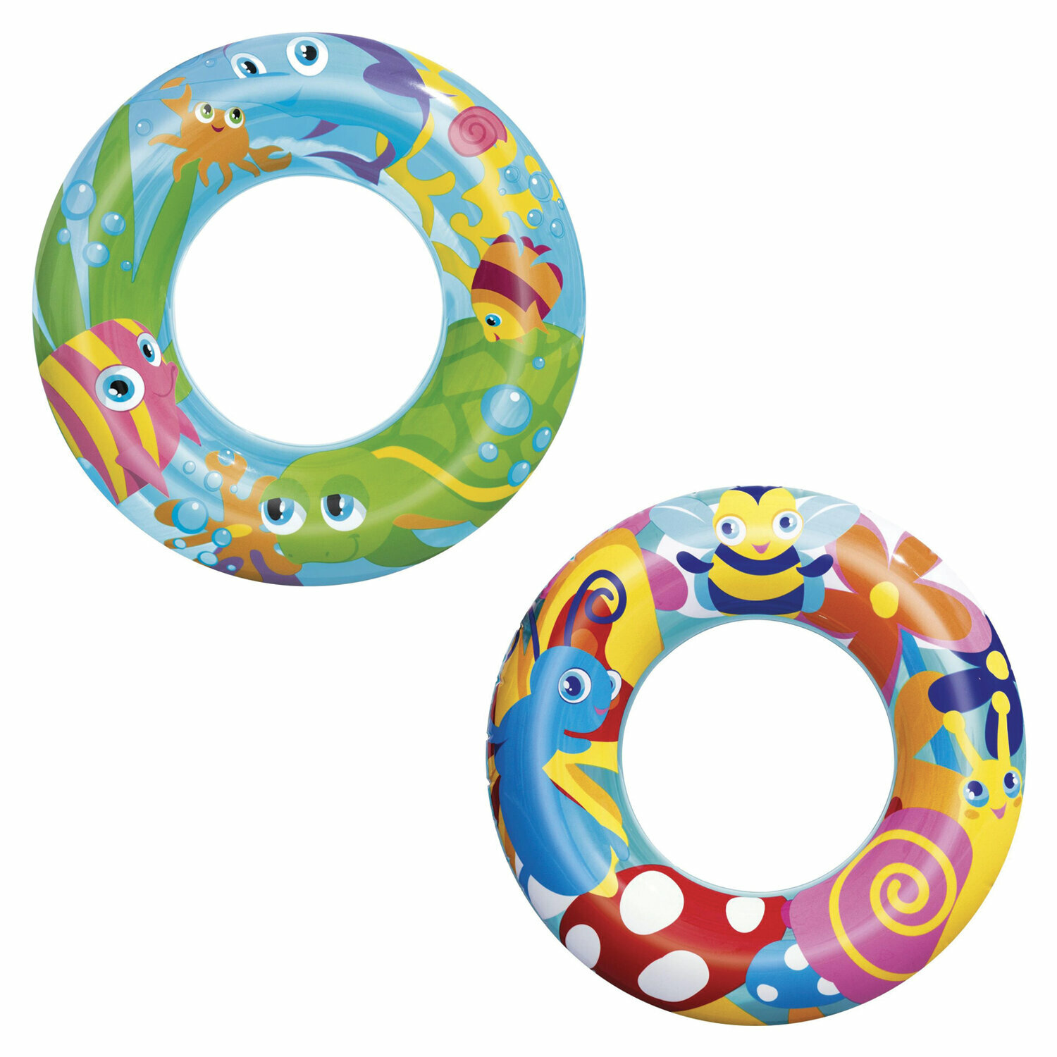 Упаковка 10 шт. Надувной круг для плавания, диаметр 56 см, 3-6 лет, до 60 кг, ассорти, BESTWAY, 36013
