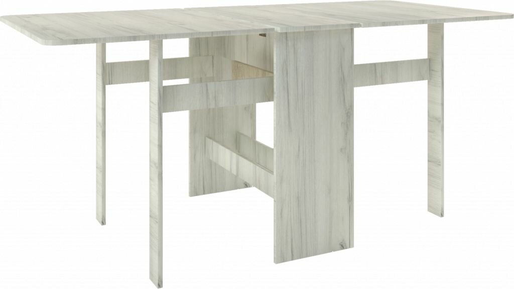 Стол-книга СТ-1.0 (без бара) Дуб крафт белый ширина 170 см высота 76 см ЛДСП для кухни раскладной для столовой для дачи