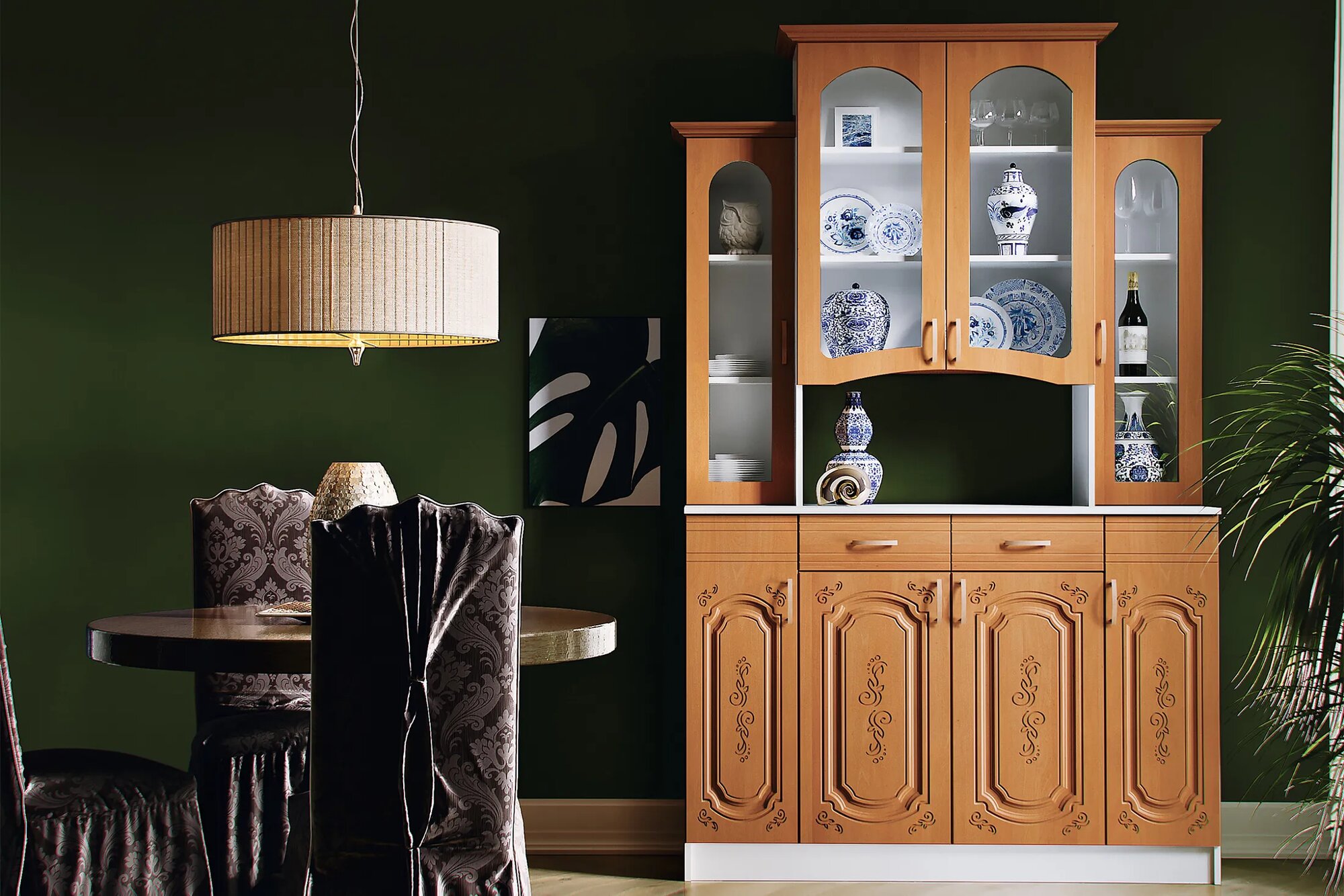 Буфет Мебельная Компания МиФ "Лиза-2", 4 дверцы, 140 см x 227 см x 43 см, ЛДСП/МДФ