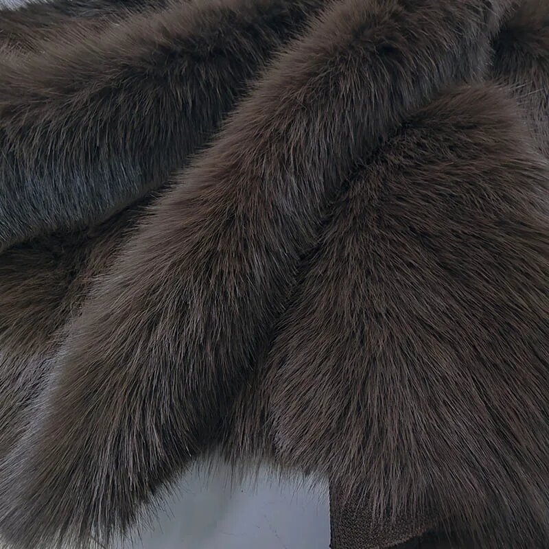 Мех лисы искусственный, коричневый, 180x50 см