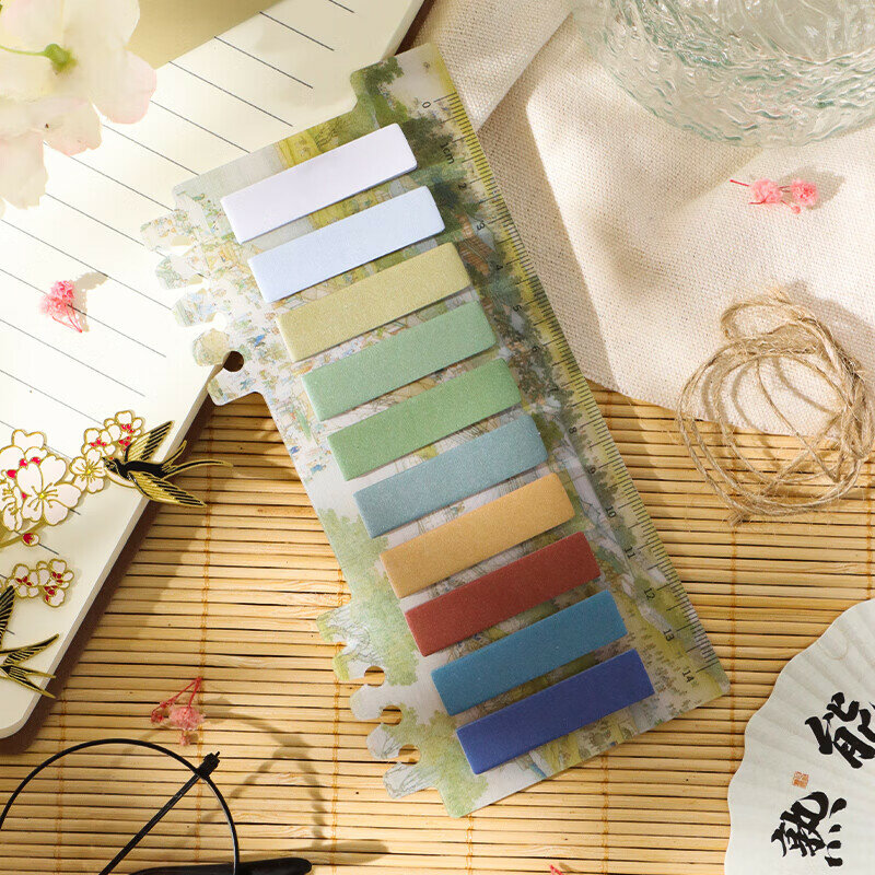 TaTanice Sticky Notes, Classical Chinese Landscape Ink Painting, High-Quality Stickers, Chinese-Style Illustrations, Simple Message Pad, Adhesive Memo Pads, Qingming Shanghe Tu