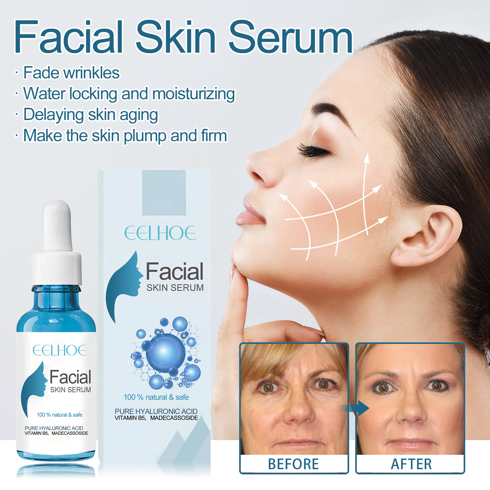 Эссенция для лица уменьшает пигментные пятна на лице и мелкие морщинки, увлажняет и подтягивает кожу, антивозрастная эссенция против морщин