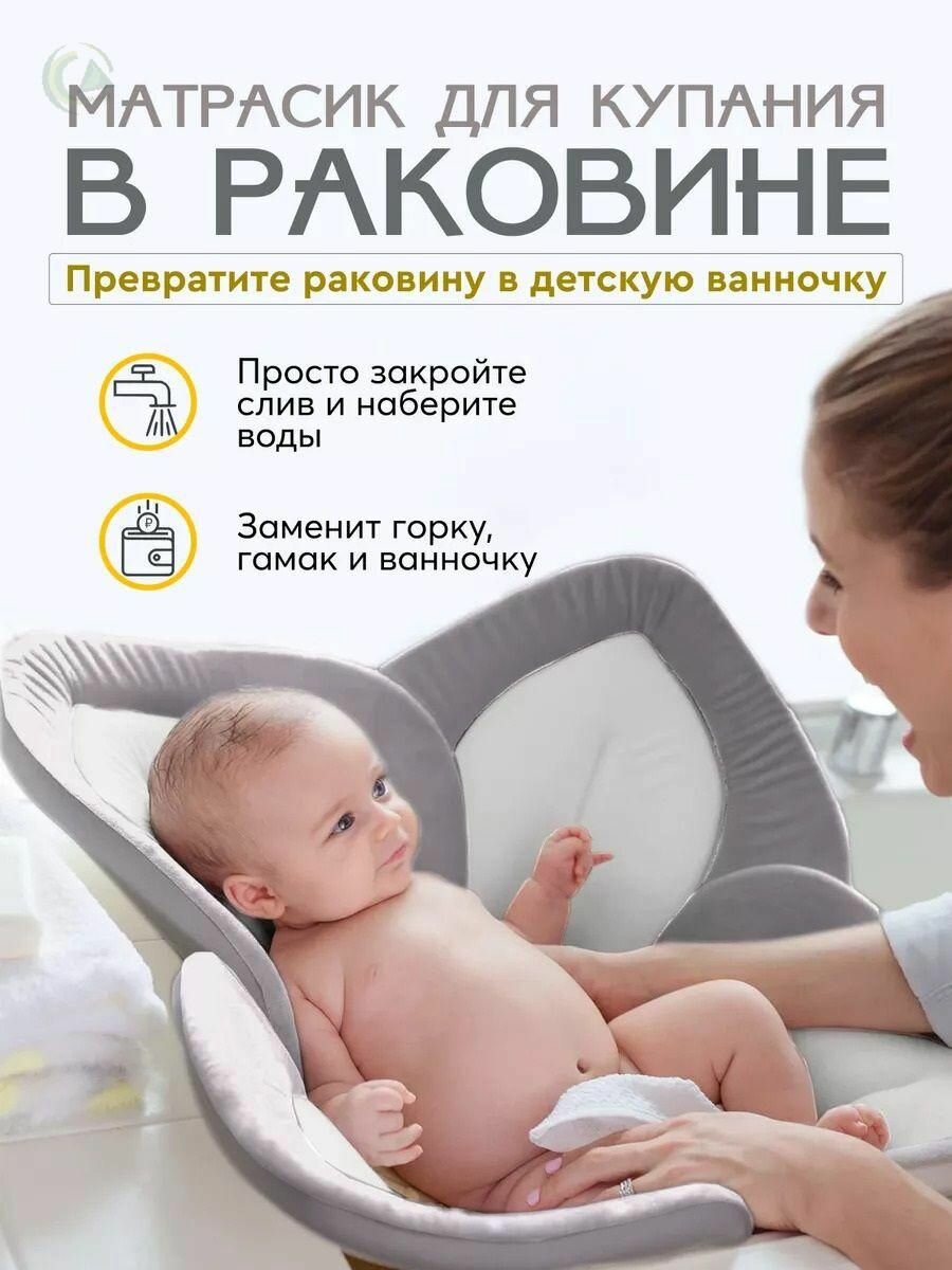 Матрасик для купания новорожденныхБелые листья с серыми краями, длина 80 * ширина 80 см * толщина 2,5 см