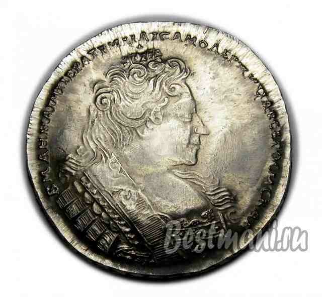 Монета рубль 1731 правильный гурт - узор рубль Анны Иоановны, сувенирная копия монеты, нумизматика, деньги для коллекции