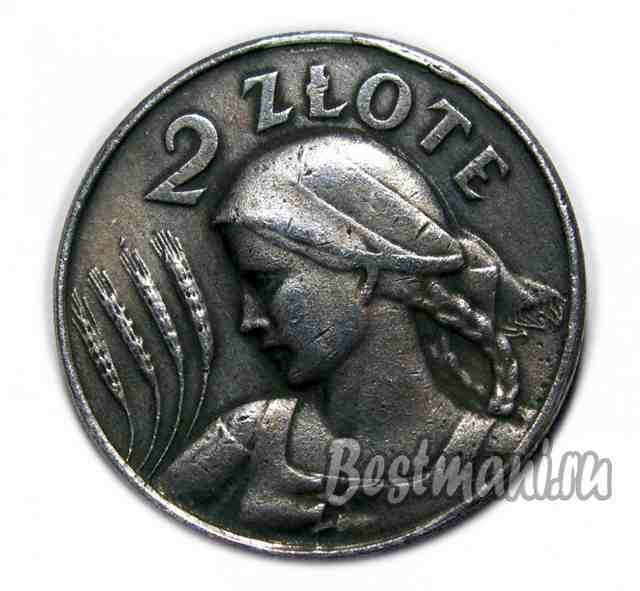 2 злотых 1924 жница Польша в серебре сувенирная копия монеты, нумизматика, деньги для коллекции