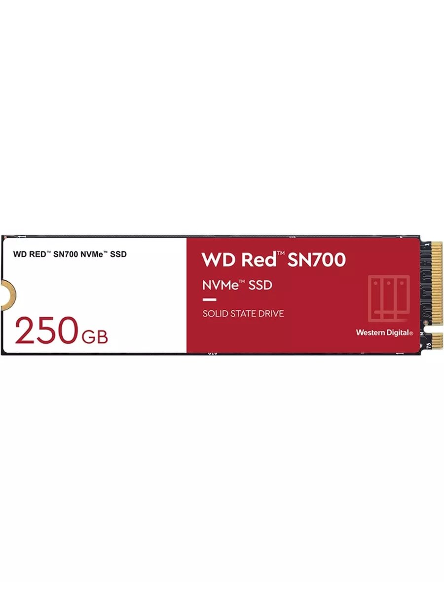 Твердотельный накопитель Western Digital Red SN700, 250ГБ, M.2, интерфейс PCI-E, черный
