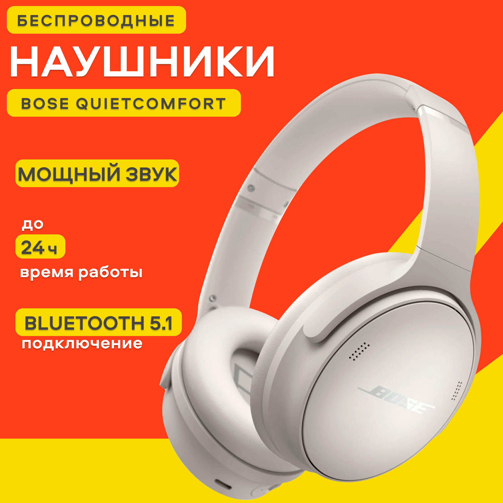 Беспроводные наушники Bose QuietComfort Headphones , AAC, SBC, белые