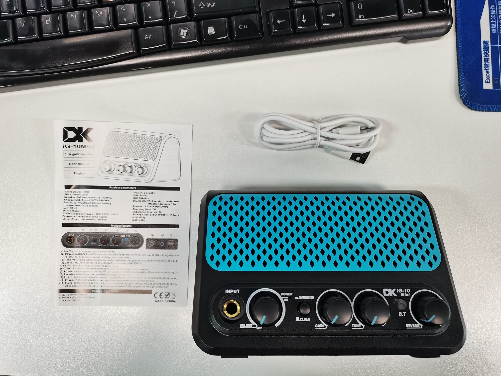 Компактный усилитель для электрогитары мощностью 10 Вт, портативный динамик для занятий с чистым перегрузом, 2-канальный ревербератор