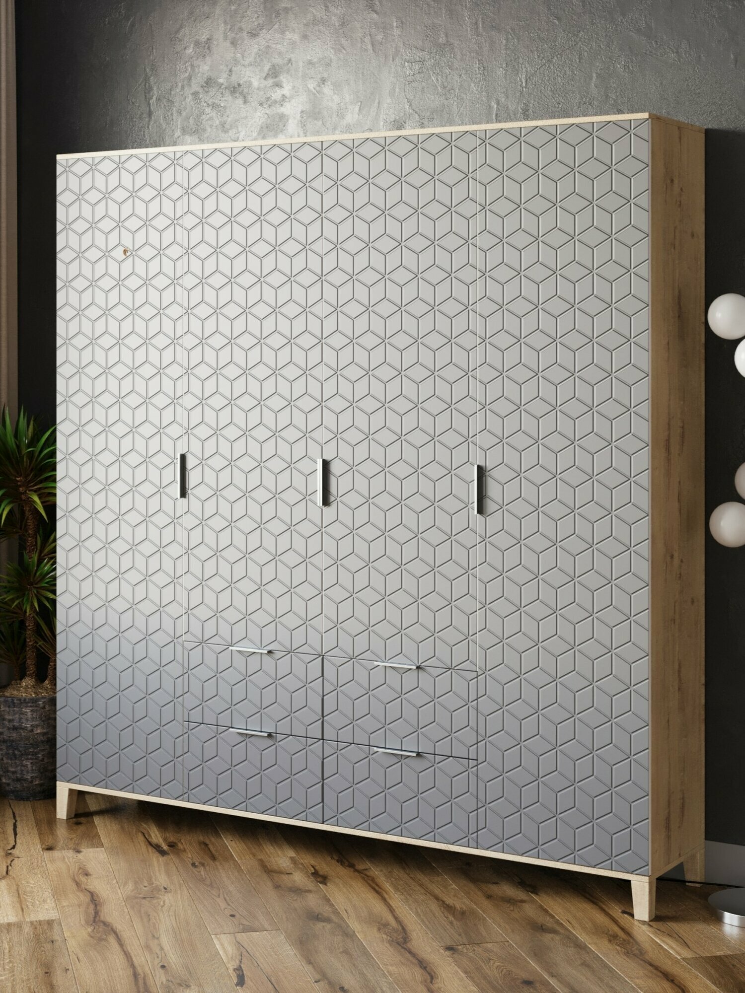 Шкаф для одежды распашной в прихожую, в спальню, на балкон, в детскую Марвин - 4 Графит, 200х210х40 см