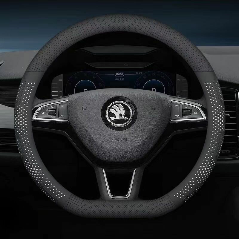 Оплетка на руль skoda rapid/octavia a7/octavia a5, натуральная кожа, (D-образная, 38 см)