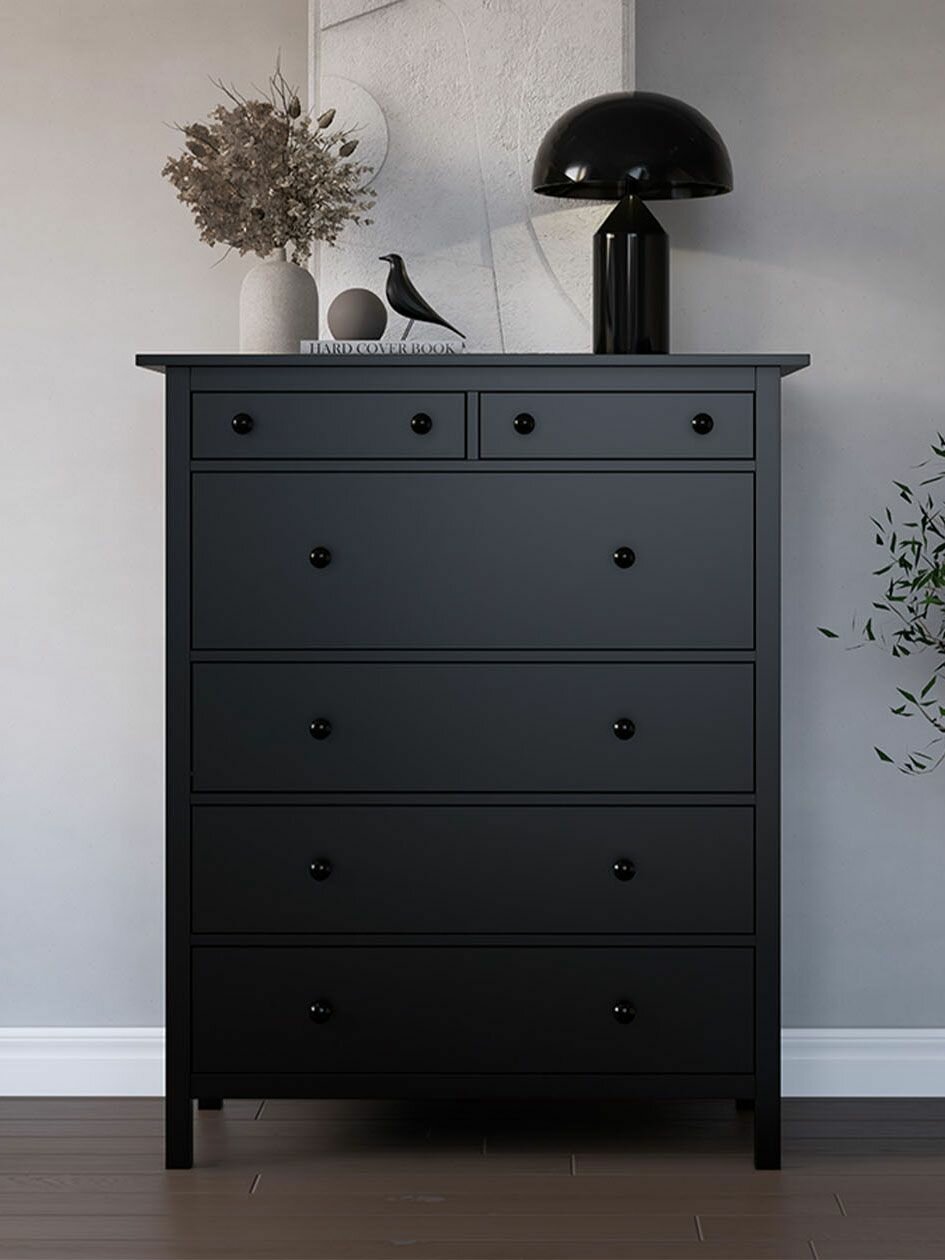 Комод для одежды и хранения вещей Кымор с ящиками, 108х50х131 см, Черный