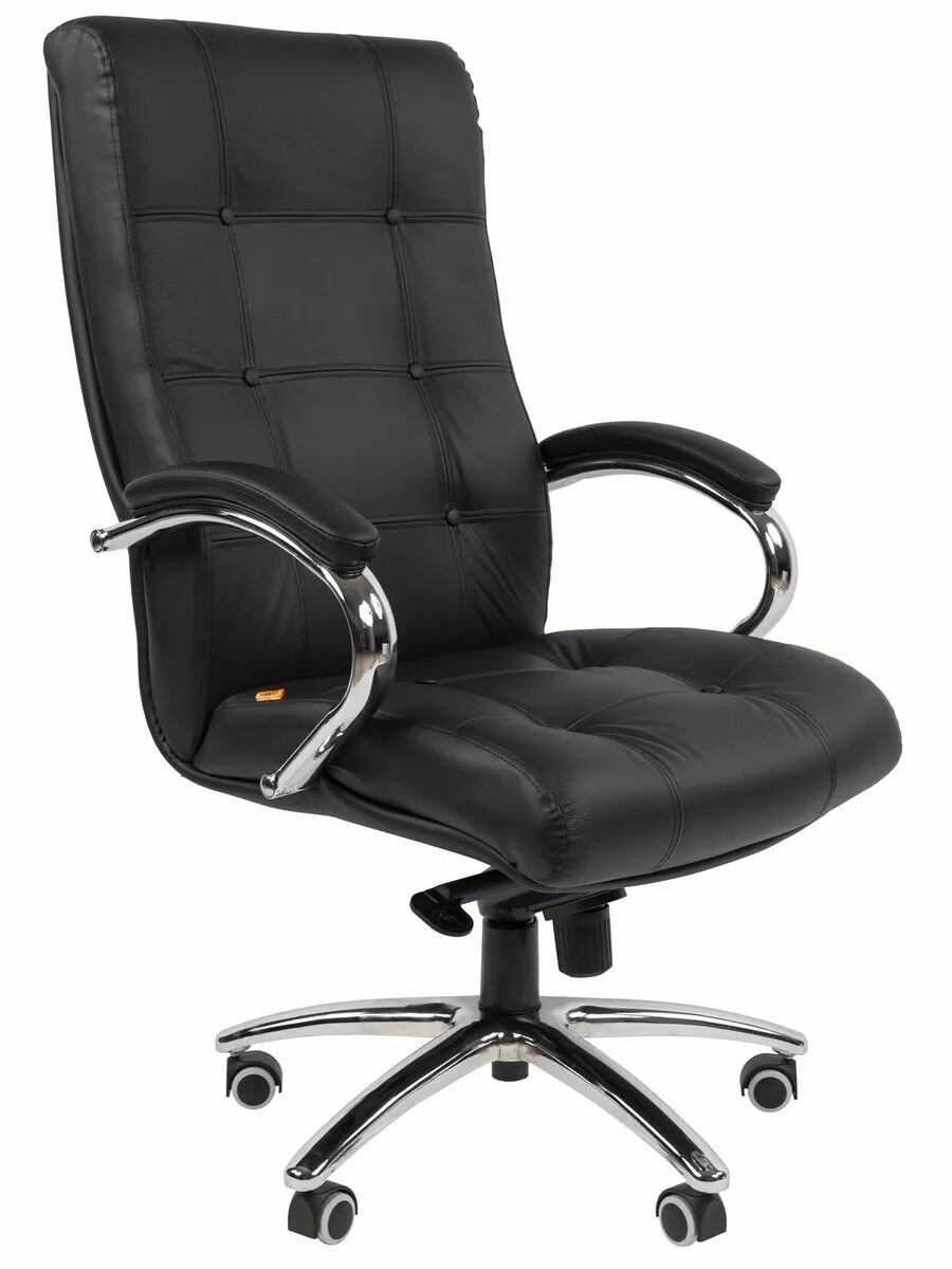 Компьютерное кресло руководителя CHAIRMAN 424 , натуральная кожа/экокожа, черный , металл, мультиблок крестовина хром