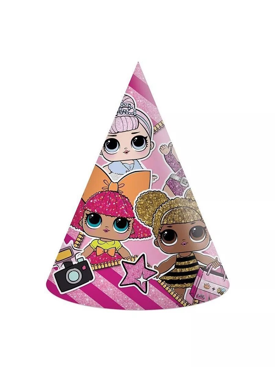Колпаки "Куклы ЛОЛ" / LOL Glitterati, 15,5 см, 6 шт. / PROCOS S.A.