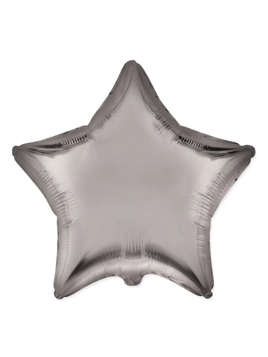 Звезда Стальной серый сатин / Satin Steel grey, фольгированный шар (18"/46 см ) 1 шт. / FLEX METAL, Испания
