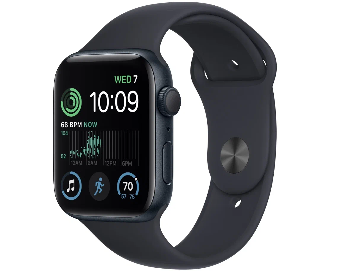 Часы Apple Watch Series SE 2022 44mm Aluminium Case GPS, Black Sport Band M/L