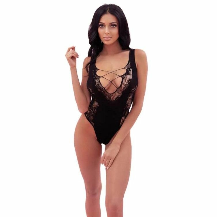 Сексуальный боди с V-образным воротником, черный, размер S/L, Amor EL AME050BLK