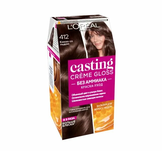Loreal Краска-уход для волос без аммиака Casting Creme Gloss 412 Какао со льдом 1 шт