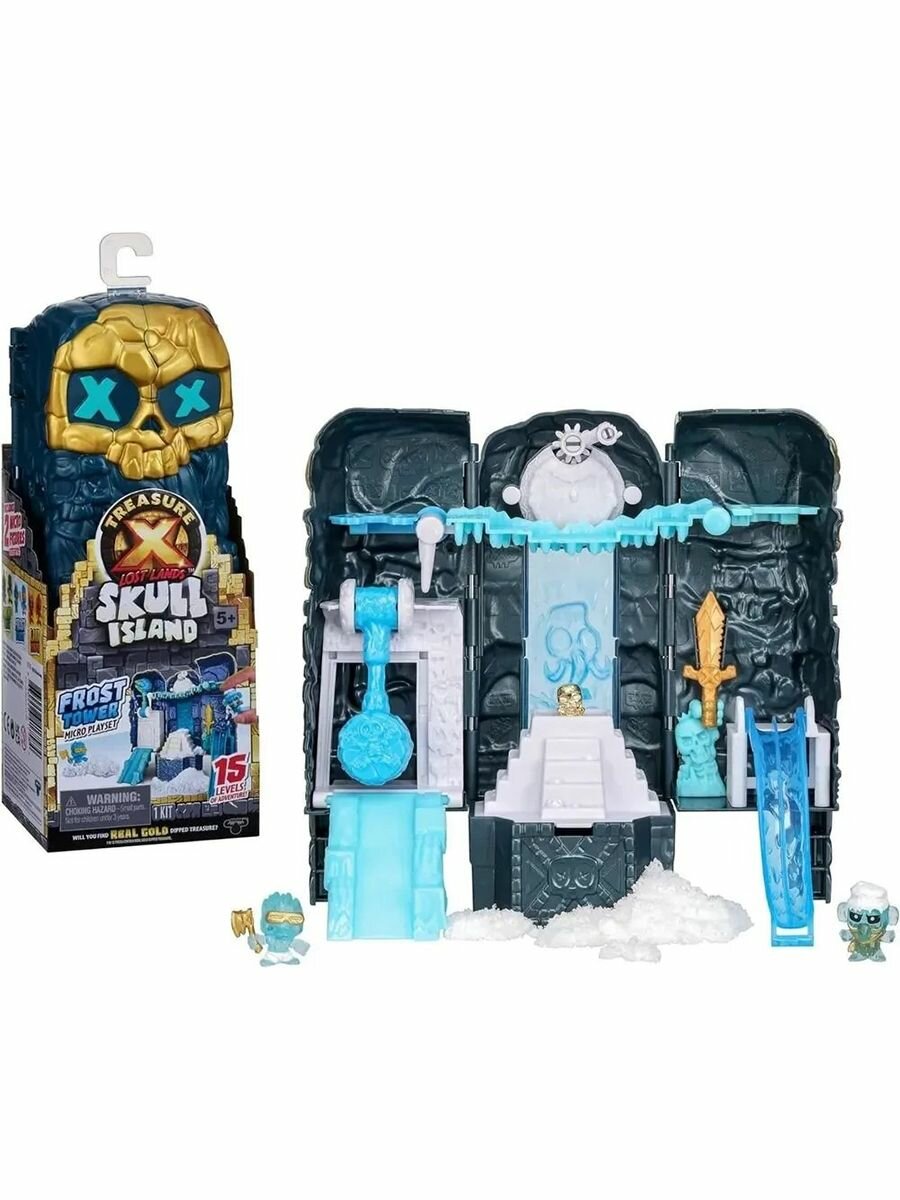 Игровой набор Treasure X Lost Lands Skull Island Frost Tower Micro Playset, 15 уровней приключений.