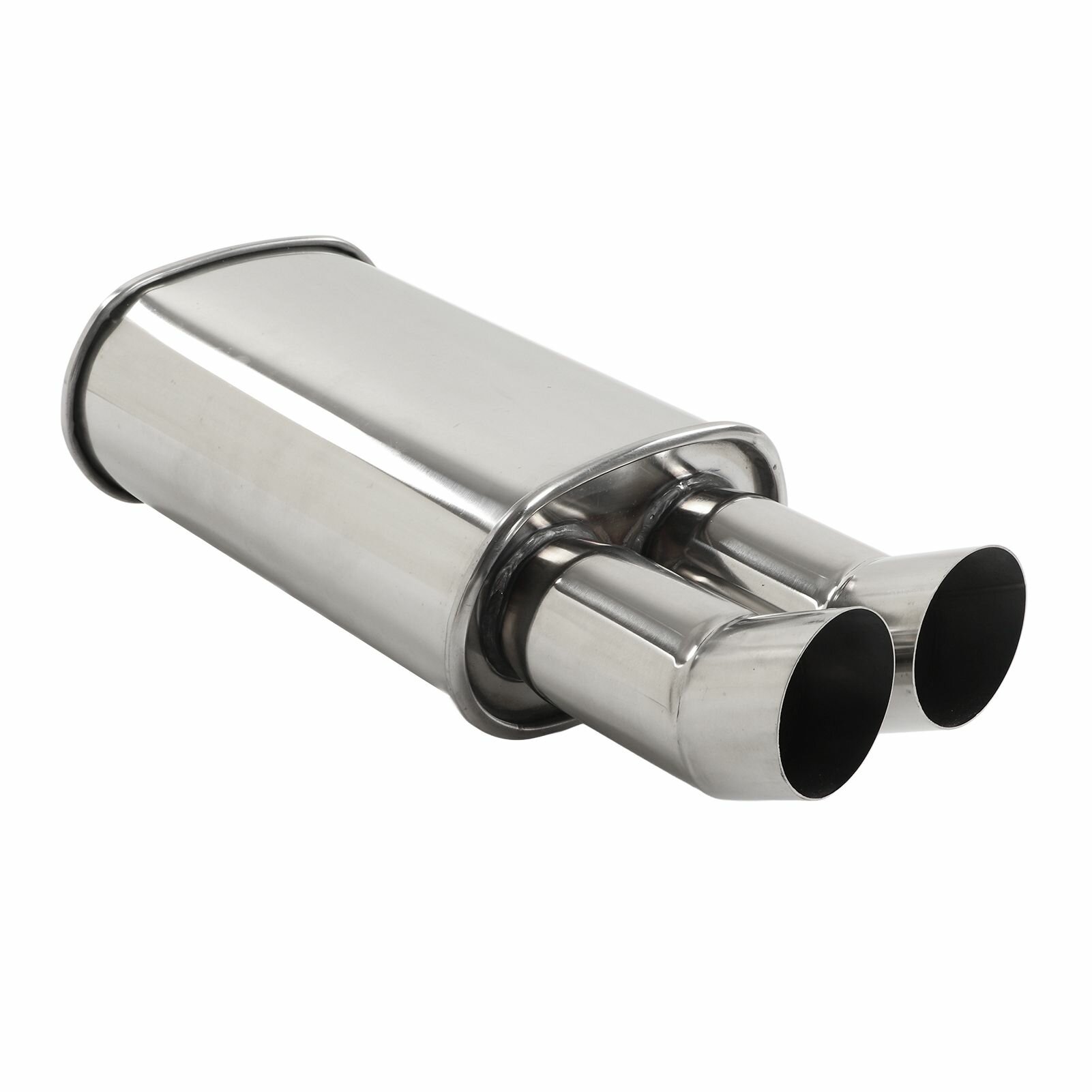 Мягкий выхлопной глушитель с двойным выходом 64 мм для автомобилей, нержавеющая сталь, универсальный, с эффектом поглощения звука
