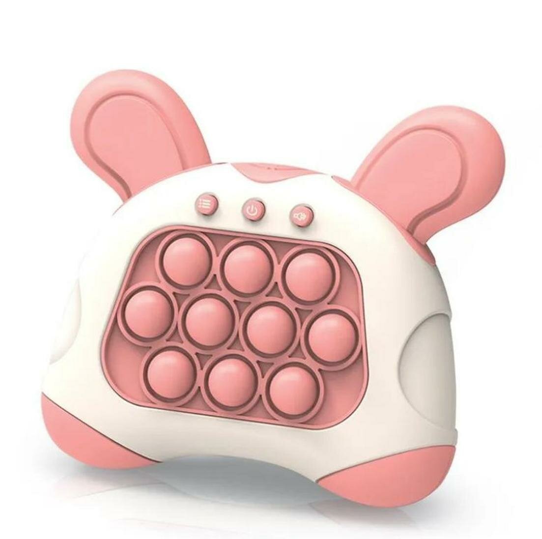 Игрушка антистресс "Pop-it", ушки, пластик/силикон, розовая/белая