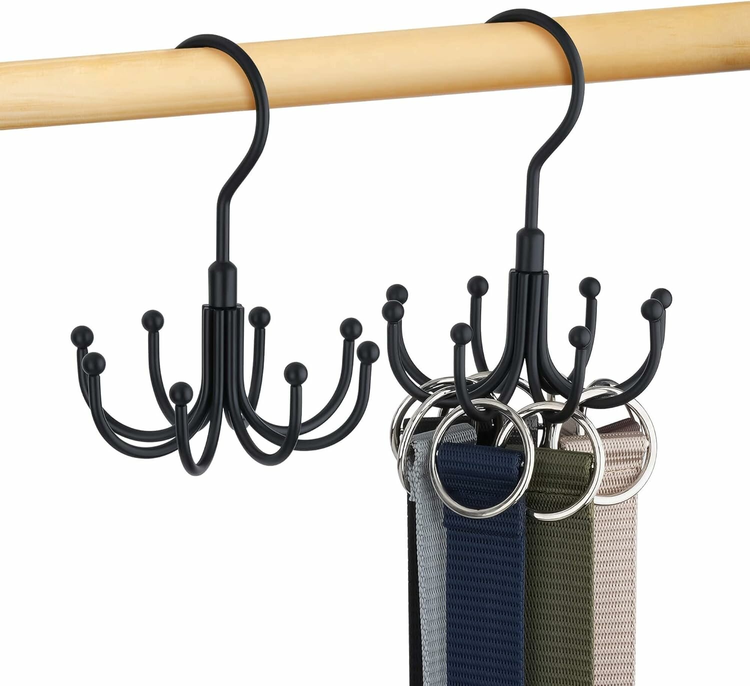 BeltEase - Набор поворотных крючков для организации гардероба, стойка для хранения аксессуаров, держатель для подвесных ремней, галстуков, шарфов и сумок