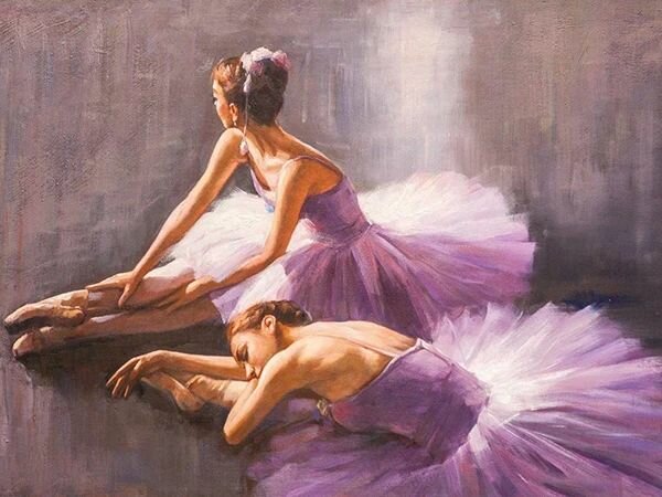 Алмазная картина "Девочка-балерина" алмазная огранка 40х50 см,40X50CM, белый