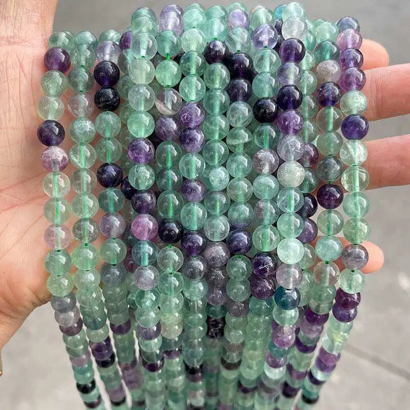 Зеленые флюоритовые бусины IUXURYGEM-TOUCH 4-12 мм 8mm approx 46Pcs, Mixed Color