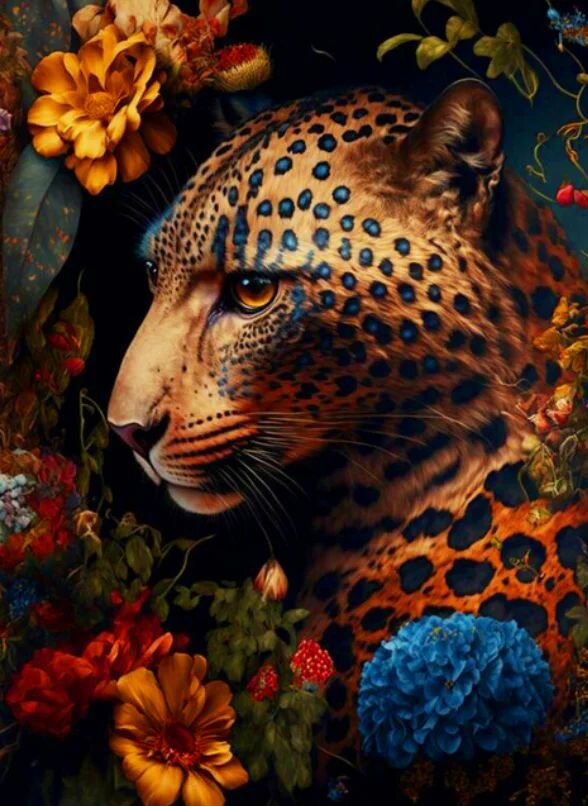 Алмазная картина "Лев из джунглей" алмазная огранка 40х50 см,40x50cm, белый