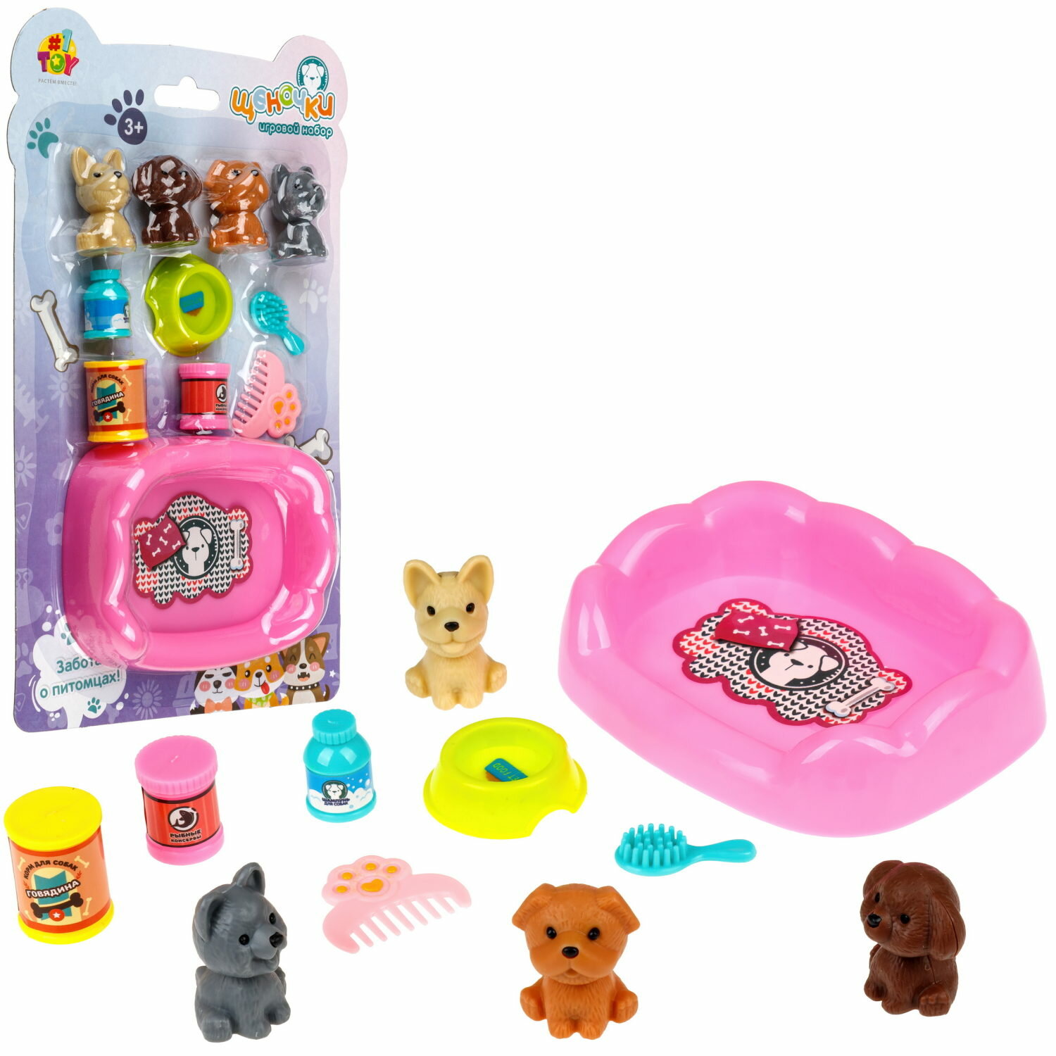 Игровой набор 1TOY "Щеночки", в ассортименте 1шт, для мальчиков, для девочек