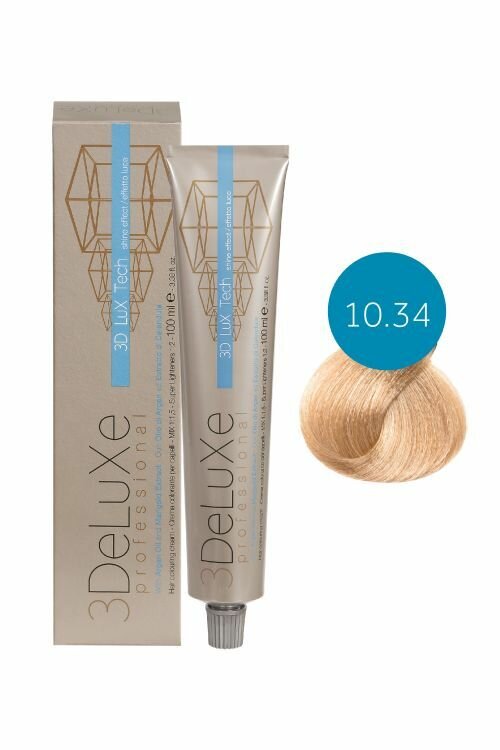 3DELUXE PROFESSIONAL 10.34 Крем-краска для волос платиновый блондин золотисто-медный, 100мл