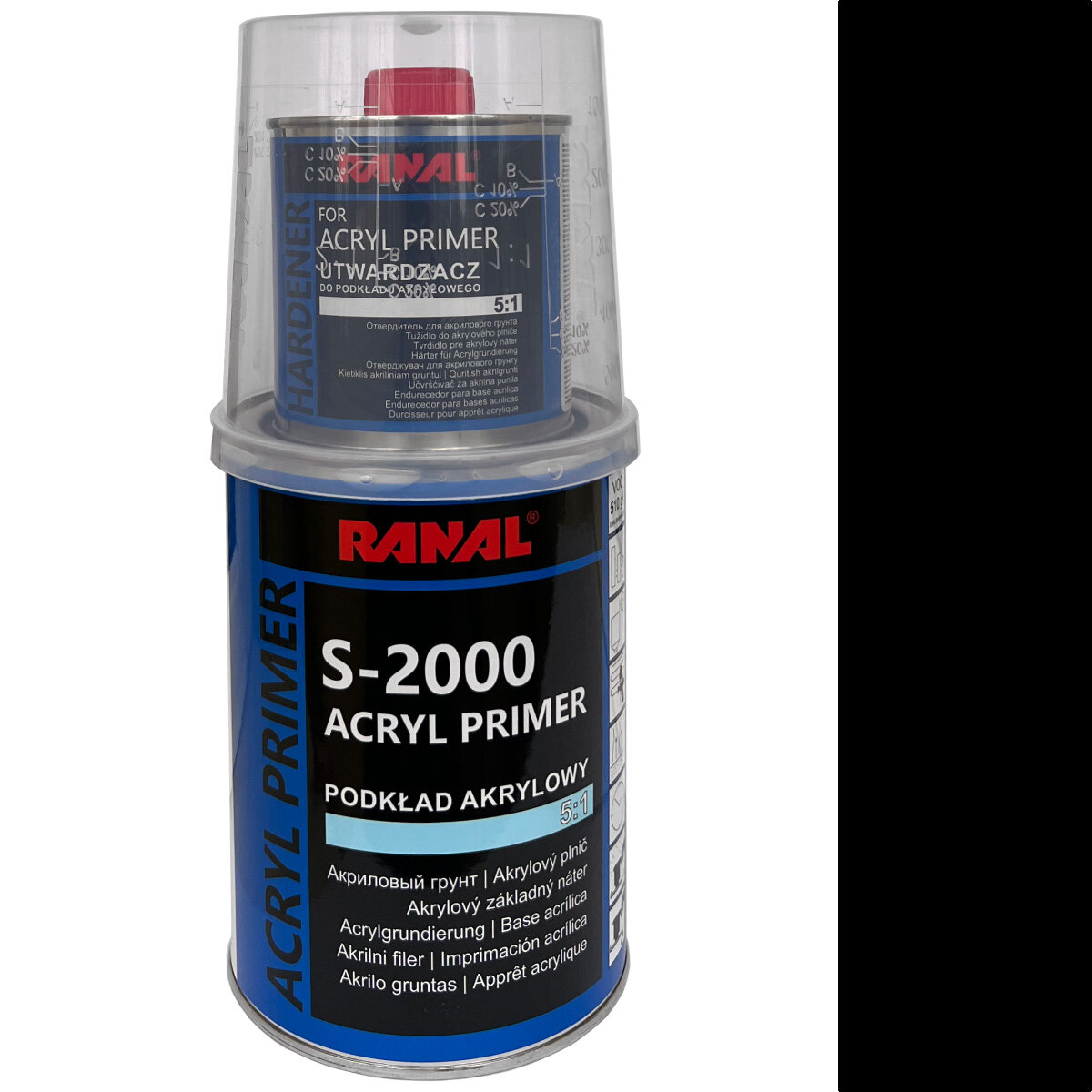 Грунт 5+1 черный MS S-2000 акриловый с отвердителем RANAL (0,8л+0,16л)