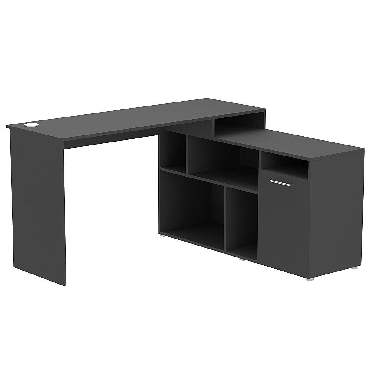 Стол угловой с тумбой СУ-07-Л (левосторонний), Черный. Производитель товара - компания ТОБ.