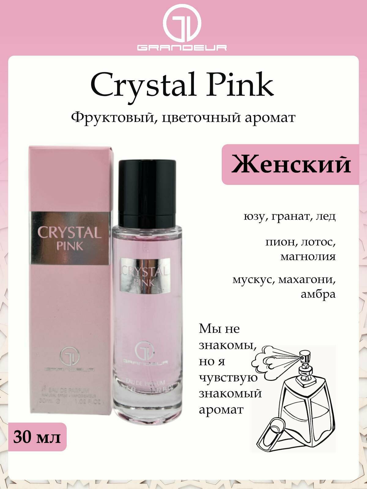 Парфюмерная вода Женская Grandeur Perfume Crystal Pink (edp) 30мл