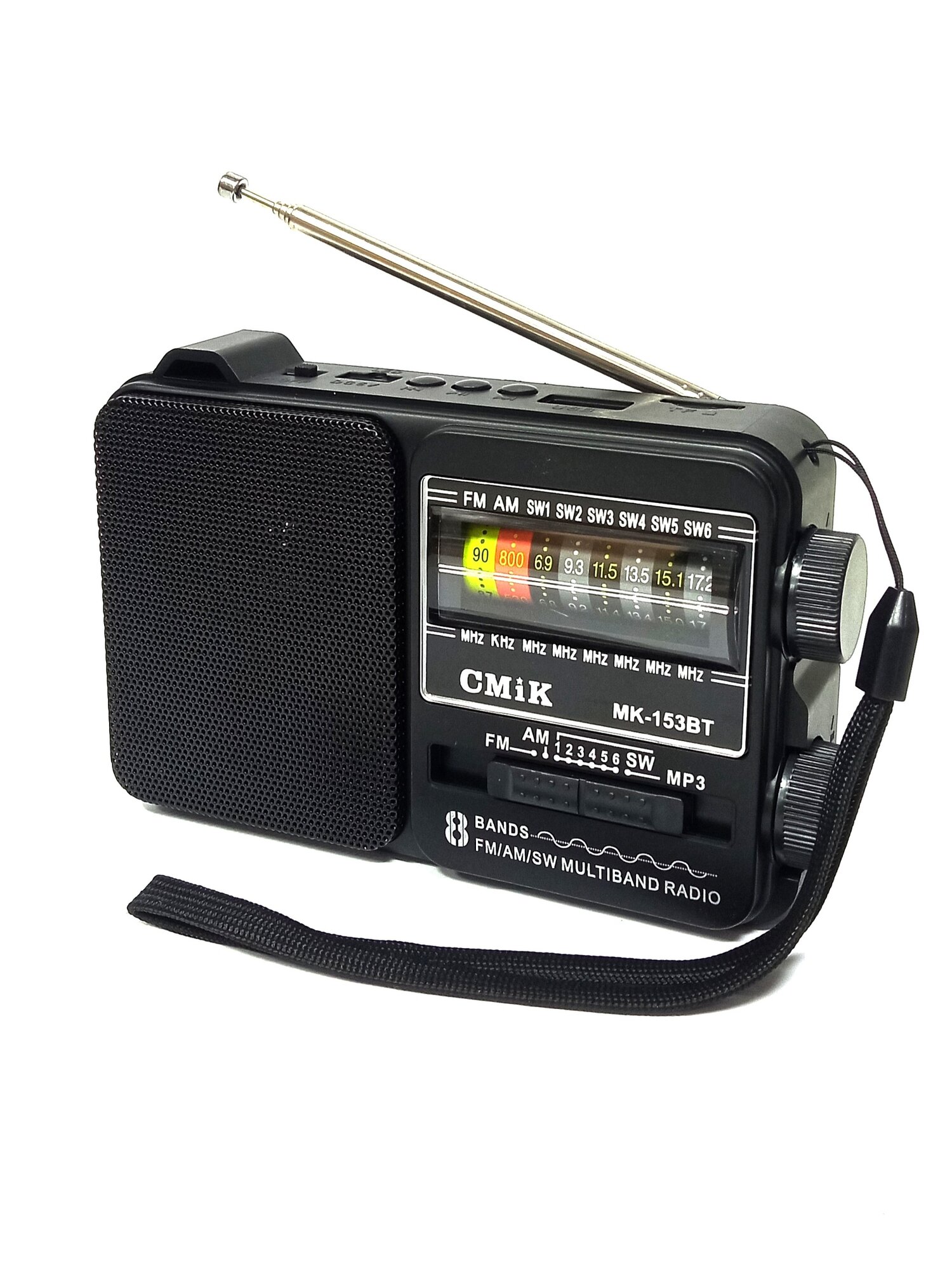 Радиоприемник с MP3 плеером, Bluetooth +фонарь MK-153BT (черный)