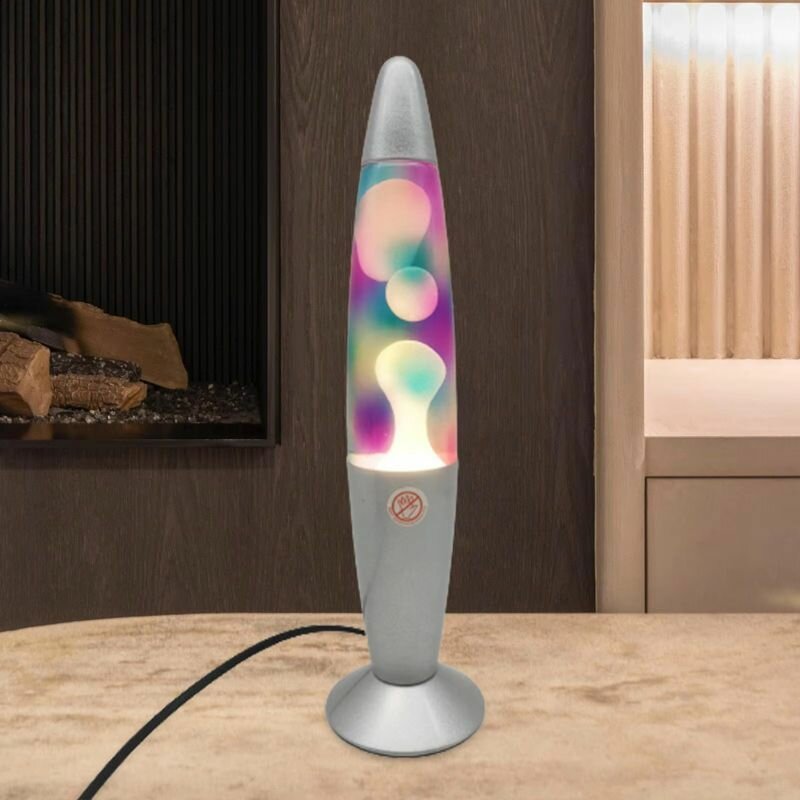 Лава-лампа, Лавовая лампа декоративная, 33 см, стекло и алюминий, 25 Вт, с эффектом плавящейся лавы