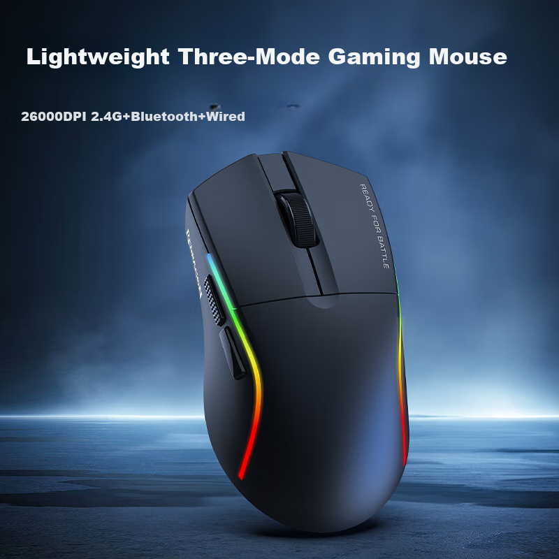 REDRAGON G58 Medium Hand Suitable Bluetooth 2.4G Wired Three-mode Gaming Mouse Lightweight Original Phase 3395 High-end Esports Chicken LOL Mouse Long Battery Life - White