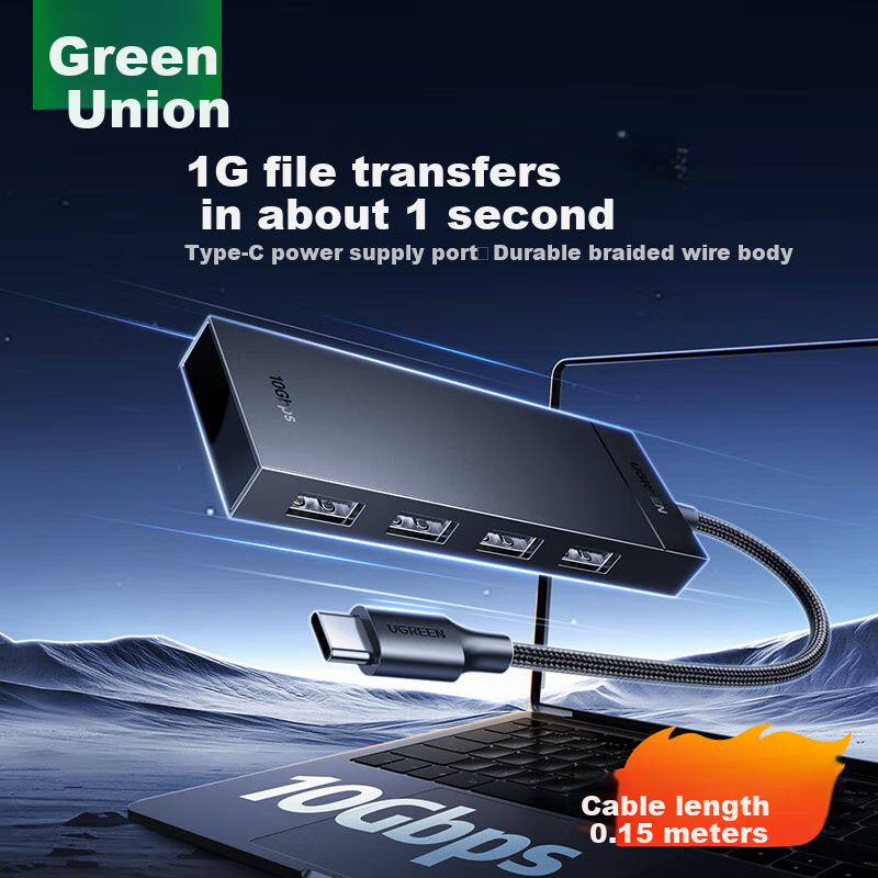 UGREEN Type-C 3.2 Hub USB Splitter Hub Converter Docking Station for Mobile Phones Tablets Laptops Adapter 0.15m