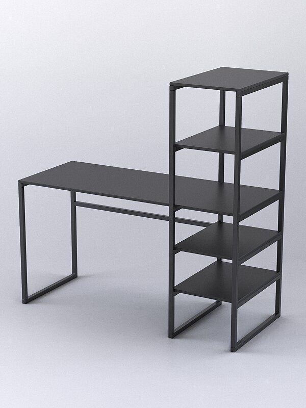 Стол "Стронг" №2 левосторонний в стиле лофт, Черный. Производитель товара - компания Westcom.