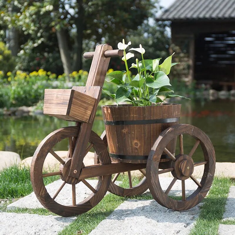 Фигурка садовая деревянный велосипед для сада, коричневый, 63x56x28 см