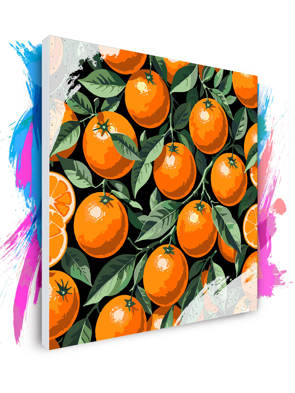 Картина по номерам на холсте Паттерн с апельсинами, 70 х 70 см