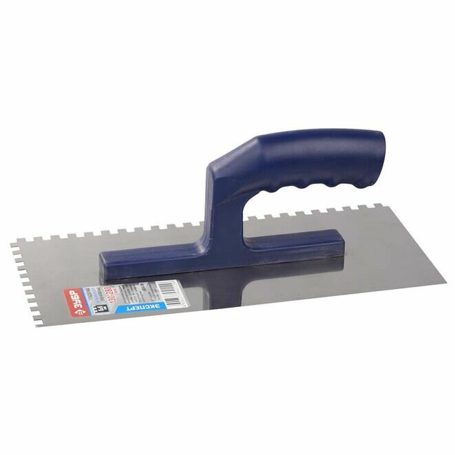 Гладилка штукатурная Профессионал, нержавеющая, пластмассовая рукоятка, ЗУБР 130x280 мм, 6х6 мм мм