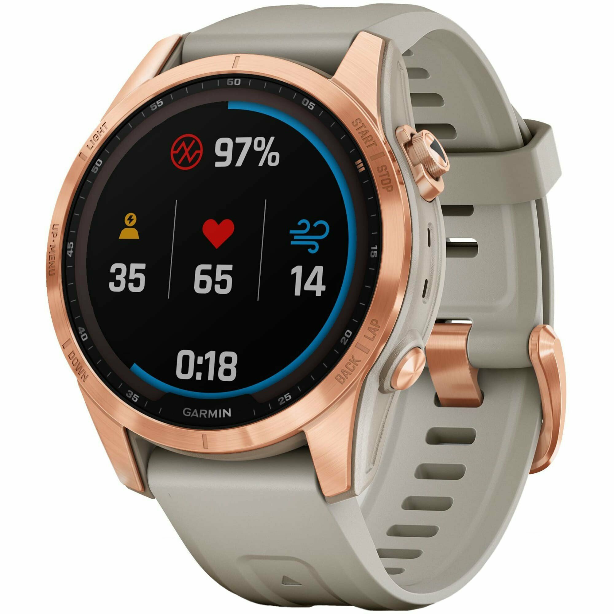 Умные часы Garmin Fenix 7S Solar Rose Gold with Sand Band (010-02539-11)